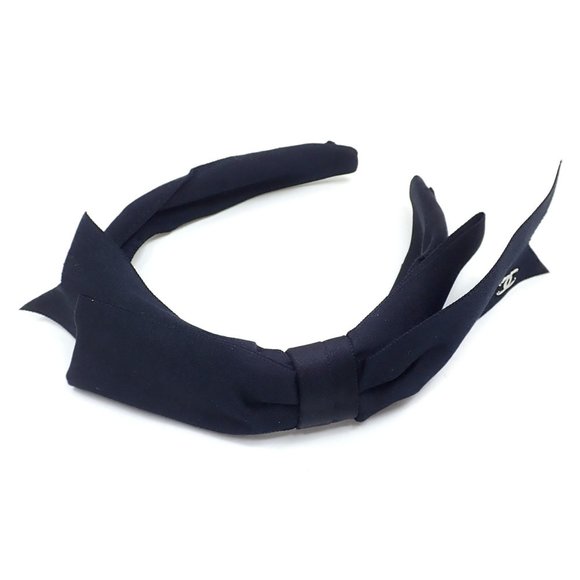 CHANEL | Accessories | Chanel Headband Womens Silk Black Ribbon Coco ...